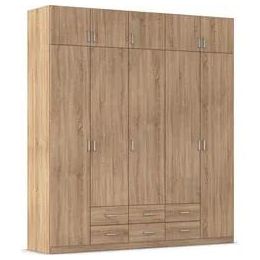 Kleiderschrank Rauch "Schrank Garderobe W&auml;scheschrank GAMMA in 4 Breiten 91-226 cm", eiche sonoma, griffe alu, B:226cm H:248cm T:54cm, Holzwerkstoff, Schr&auml;nke, Kleiderschrank, mit Schubladen und Schrankaufsatz, schlichtes Design MADE IN GERMANY