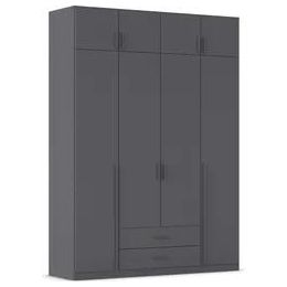Kleiderschrank Rauch "Schrank Garderobe W&auml;scheschrank GAMMA in 4 Breiten 91-226 cm", graumetallic, griffstangen graumetallic, B:181cm H:248cm T:54cm, Holzwerkstoff, Schr&auml;nke, Kleiderschrank, mit Schubladen und Schrankaufsatz, schlichtes Design MADE IN GERMANY