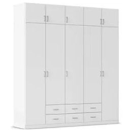 Kleiderschrank Rauch "Schrank Garderobe W&auml;scheschrank GAMMA in 4 Breiten 91-226 cm", alpinwei&szlig;, griffe alu, B:226cm H:248cm T:54cm, Holzwerkstoff, Schr&auml;nke, Kleiderschrank, mit Schubladen und Schrankaufsatz, schlichtes Design MADE IN GERMANY