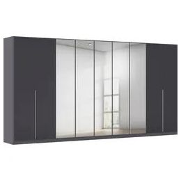 Dreht&uuml;renschrank OTTO HOME "Kleiderschrank Kleiderschr&auml;nke Schrank Garderobe AGORDO mit Glasfront", graumetallic, glas basalt, B:405cm H:229cm T:54cm, Schr&auml;nke, Dreht&uuml;renschrank, durchdachte Innenausstattung, in 8 Breiten und 2 H&ouml;hen MADE IN GERMANY