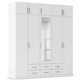 Kleiderschrank Rauch "Schrank Garderobe W&auml;scheschrank GAMMA in 4 Breiten 91-226 cm", alpinwei&szlig;, griffe chrom, B:226cm H:248cm T:54cm, Holzwerkstoff, Schr&auml;nke, Kleiderschrank, mit Schubladen und Schrankaufsatz sowie Spiegel MADE IN GERMANY