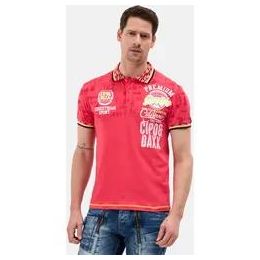 Cipo & Baxx Poloshirt CIPO & BAXX, Herren, Gr. 4XL, fuchia, Jersey, Obermaterial: 95% Baumwolle, 5% Elasthan, bedruckt, unifarben, regular fit normal, Rundhals, Shirts