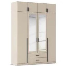 Kleiderschrank Rauch "Schrank Garderobe W&auml;scheschrank GAMMA in 4 Breiten 91-226 cm", beige (champagner), griffstangen graumetallic, B:181cm H:248cm T:54cm, Holzwerkstoff, Schr&auml;nke, Kleiderschrank, mit Schubladen und Schrankaufsatz sowie Spiegel MADE IN GERMANY