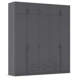 Kleiderschrank Rauch "Schrank Garderobe W&auml;scheschrank GAMMA in 4 Breiten 91-226 cm", graumetallic, griffstangen graumetallic, B:226cm H:248cm T:54cm, Holzwerkstoff, Schr&auml;nke, Kleiderschrank, mit Schubladen und Schrankaufsatz, schlichtes Design MADE IN GERMANY