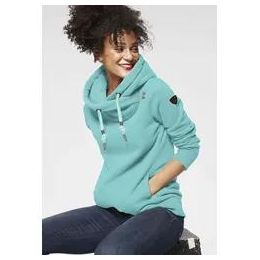 Kapuzensweatshirt Ragwear "GRIPYBUTTON", Damen, Gr. XS, gr&uuml;n (mint 5040), Sweatware, Obermaterial: 70% Baumwolle, 30% Polyester, kontrastfarbene Details, meliert, figurbetont h&uuml;ftbedeckend, Rundhals, Rippb&uuml;ndchen, Sweatshirts, Sweater mit rustikalen Kordel-Akzenten