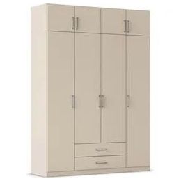 Kleiderschrank Rauch "Schrank Garderobe W&auml;scheschrank GAMMA in 4 Breiten 91-226 cm", beige (champagner), griffe chrom, B:181cm H:248cm T:54cm, Holzwerkstoff, Schr&auml;nke, Kleiderschrank, mit Schubladen und Schrankaufsatz, schlichtes Design MADE IN GERMANY