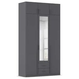 Kleiderschrank Rauch "Schrank Garderobe W&auml;scheschrank GAMMA in 4 Breiten 91-226 cm", graumetallic, griffstangen graumetallic, B:136cm H:248cm T:54cm, Holzwerkstoff, Schr&auml;nke, Kleiderschrank, mit Schubladen und Schrankaufsatz sowie Spiegel MADE IN GERMANY