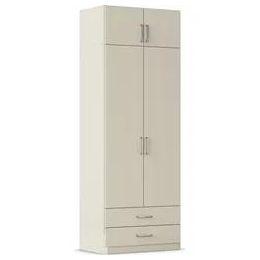 Kleiderschrank Rauch "Schrank Garderobe W&auml;scheschrank GAMMA in 4 Breiten 91-226 cm", beige (champagner), griffe chrom, B:91cm H:248cm T:54cm, Holzwerkstoff, Schr&auml;nke, Kleiderschrank, mit Schubladen und Schrankaufsatz, schlichtes Design MADE IN GERMANY