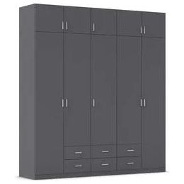 Kleiderschrank Rauch "Schrank Garderobe W&auml;scheschrank GAMMA in 4 Breiten 91-226 cm", graumetallic, griffe alu, B:226cm H:248cm T:54cm, Holzwerkstoff, Schr&auml;nke, Kleiderschrank, mit Schubladen und Schrankaufsatz, schlichtes Design MADE IN GERMANY