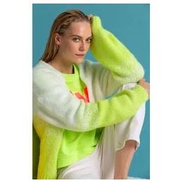Cardigan SENSES.THE LABEL, Damen, Gr. XL/XXL, opticwei&szlig;, new lime, Material: 67% Polyacryl, 14% Polyester, 12% Polyamid, 7% Elasthan, relaxed fit normal, V-Ausschnitt, eingesetzt Rippb&uuml;ndchen, Strickjacken, ohne Verschluss