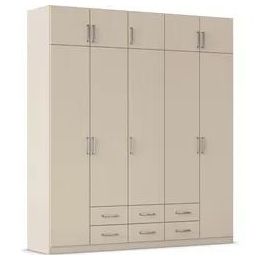 Kleiderschrank Rauch "Schrank Garderobe W&auml;scheschrank GAMMA in 4 Breiten 91-226 cm", beige (champagner), griffe chrom, B:226cm H:248cm T:54cm, Holzwerkstoff, Schr&auml;nke, Kleiderschrank, mit Schubladen und Schrankaufsatz, schlichtes Design MADE IN GERMANY