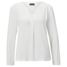 Kurzarmbluse GOLDNER "Kurzgr&ouml;&szlig;e Elegantes Chiffonshirt mit Jersey-Details", Damen, Gr. 22, beige (cremewei&szlig;), Obermaterial: 50% Polyester PES. 47% Viskose CV. 3% Elasthan EL., eng Gerade, Blusen, Schlitz