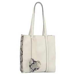 Shopper Gabor "Elfie Luxe", Damen, Gr. B/H/T: 29,5cm x 33cm x 10cm, snake beige, Polyurethan, Schlangenoptik, gemustert, Taschen Shopper, schwarz genarbtes Lederimitat und Leopardenoptik mit Pouch-Anh&auml;nger