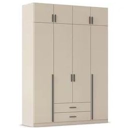 Kleiderschrank Rauch "Schrank Garderobe W&auml;scheschrank GAMMA in 4 Breiten 91-226 cm", beige (champagner), griffstangen graumetallic, B:181cm H:248cm T:54cm, Holzwerkstoff, Schr&auml;nke, Kleiderschrank, mit Schubladen und Schrankaufsatz, schlichtes Design MADE IN GERMANY