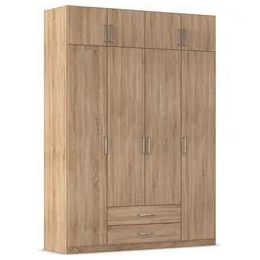 Kleiderschrank Rauch "Schrank Garderobe W&auml;scheschrank GAMMA in 4 Breiten 91-226 cm", eiche sonoma, griffe chrom, B:181cm H:248cm T:54cm, Holzwerkstoff, Schr&auml;nke, Kleiderschrank, mit Schubladen und Schrankaufsatz, schlichtes Design MADE IN GERMANY