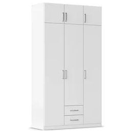 Kleiderschrank Rauch "Schrank Garderobe W&auml;scheschrank GAMMA in 4 Breiten 91-226 cm", alpinwei&szlig;, griffe chrom, B:136cm H:248cm T:54cm, Holzwerkstoff, Schr&auml;nke, Kleiderschrank, mit Schubladen und Schrankaufsatz, schlichtes Design MADE IN GERMANY