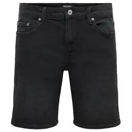 Only & Sons Shorts ONLY & SONS "ONSWEFT BOX PIM DNM SHORTS VD", Herren, Gr. M, N-Gr, washed schwarz, Web, Obermaterial: 50% Baumwolle, 30% Polyester, 18% Viskose, 2% Elasthan, unifarben, regular fit, Hosen Shorts