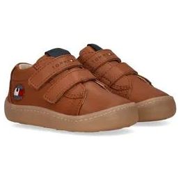 Lauflernschuh Tommy Hilfiger, Baby, Gr. 20, braun, Synthetik, Schuhe Lauflernschuh, Barfu&szlig;schuh, Halbschuh, Klettschuh mit Logoschriftzug
