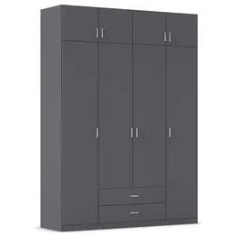 Kleiderschrank Rauch "Schrank Garderobe W&auml;scheschrank GAMMA in 4 Breiten 91-226 cm", graumetallic, griffe alu, B:181cm H:248cm T:54cm, Holzwerkstoff, Schr&auml;nke, Kleiderschrank, mit Schubladen und Schrankaufsatz, schlichtes Design MADE IN GERMANY
