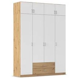 Kleiderschrank Rauch "Schrank Garderobe W&auml;scheschrank GAMMA in 4 Breiten 91-226 cm", eiche artisan, alpinwei&szlig;, griffe alu, B:181cm H:248cm T:54cm, Holzwerkstoff, Schr&auml;nke, Kleiderschrank, mit Schubladen und Schrankaufsatz, schlichtes Design MADE IN GERMANY