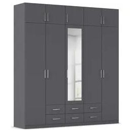 Kleiderschrank Rauch "Schrank Garderobe W&auml;scheschrank GAMMA in 4 Breiten 91-226 cm", graumetallic, griffe chrom, B:226cm H:248cm T:54cm, Holzwerkstoff, Schr&auml;nke, Kleiderschrank, mit Schubladen und Schrankaufsatz sowie Spiegel MADE IN GERMANY