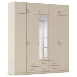 Kleiderschrank Rauch "Schrank Garderobe W&auml;scheschrank GAMMA in 4 Breiten 91-226 cm", beige (champagner), griffe alu, B:226cm H:248cm T:54cm, Holzwerkstoff, Schr&auml;nke, Kleiderschrank, mit Schubladen und Schrankaufsatz sowie Spiegel MADE IN GERMANY