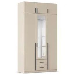 Kleiderschrank Rauch "Schrank Garderobe W&auml;scheschrank GAMMA in 4 Breiten 91-226 cm", beige (champagner), griffstangen graumetallic, B:136cm H:248cm T:54cm, Holzwerkstoff, Schr&auml;nke, Kleiderschrank, mit Schubladen und Schrankaufsatz sowie Spiegel MADE IN GERMANY