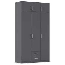Kleiderschrank Rauch "Schrank Garderobe W&auml;scheschrank GAMMA in 4 Breiten 91-226 cm", graumetallic, griffe chrom, B:136cm H:248cm T:54cm, Holzwerkstoff, Schr&auml;nke, Kleiderschrank, mit Schubladen und Schrankaufsatz, schlichtes Design MADE IN GERMANY
