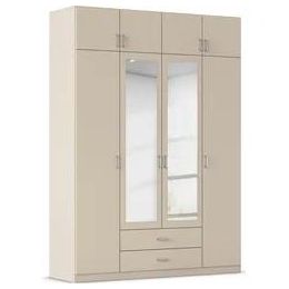 Kleiderschrank Rauch "Schrank Garderobe W&auml;scheschrank GAMMA in 4 Breiten 91-226 cm", beige (champagner), griffe alu, B:181cm H:248cm T:54cm, Holzwerkstoff, Schr&auml;nke, Kleiderschrank, mit Schubladen und Schrankaufsatz sowie Spiegel MADE IN GERMANY