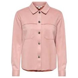 Hemdbluse Only "ONLMIRA L/S FAUX SUEDE SHIRT PNT", Damen, Gr. M, misty rose, Web, Obermaterial: 95% Polyester, 5% Elasthan, unifarben, regular fit normal, Blusen Hemdbluse, Materialmix, regular fit