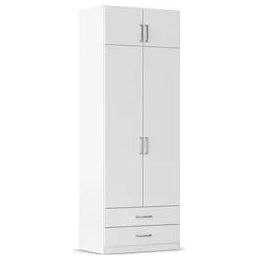 Kleiderschrank Rauch "Schrank Garderobe W&auml;scheschrank GAMMA in 4 Breiten 91-226 cm", alpinwei&szlig;, griffe chrom, B:91cm H:248cm T:54cm, Holzwerkstoff, Schr&auml;nke, Kleiderschrank, mit Schubladen und Schrankaufsatz, schlichtes Design MADE IN GERMANY