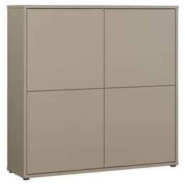 Highboard FORTE "Alice Springs", taupe, B:124,5cm H:121,5cm T:34,9cm, Holzwerkstoff, Sideboards, Highboard, Grifflos,Push to open, Stauraum