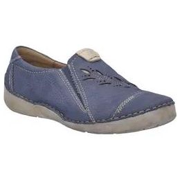 Slipper Josef Seibel "Fergey 42", Damen, Gr. 42, blau, Leder, gebl&uuml;mt, Schuhe Slipper, Slip-On Sneaker, Halbschuh, Schlupfschuh mit Gummiz&uuml;gen, G-Weite