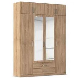 Kleiderschrank Rauch "Schrank Garderobe W&auml;scheschrank GAMMA in 4 Breiten 91-226 cm", eiche sonoma, griffe chrom, B:181cm H:248cm T:54cm, Holzwerkstoff, Schr&auml;nke, Kleiderschrank, mit Schubladen und Schrankaufsatz sowie Spiegel MADE IN GERMANY