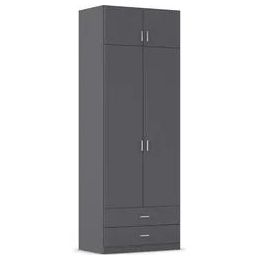 Kleiderschrank Rauch "Schrank Garderobe W&auml;scheschrank GAMMA in 4 Breiten 91-226 cm", graumetallic, griffe alu, B:91cm H:248cm T:54cm, Holzwerkstoff, Schr&auml;nke, Kleiderschrank, mit Schubladen und Schrankaufsatz, schlichtes Design MADE IN GERMANY
