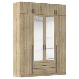 Kleiderschrank Rauch "Schrank Garderobe W&auml;scheschrank GAMMA in 4 Breiten 91-226 cm", eiche sonoma, griffstangen graumetallic, B:181cm H:248cm T:54cm, Holzwerkstoff, Schr&auml;nke, Kleiderschrank, mit Schubladen und Schrankaufsatz sowie Spiegel MADE IN GERMANY