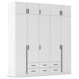 Kleiderschrank Rauch "Schrank Garderobe W&auml;scheschrank GAMMA in 4 Breiten 91-226 cm", alpinwei&szlig;, griffstangen graumetallic, B:226cm H:248cm T:54cm, Holzwerkstoff, Schr&auml;nke, Kleiderschrank, mit Schubladen und Schrankaufsatz, schlichtes Design MADE IN GERMANY
