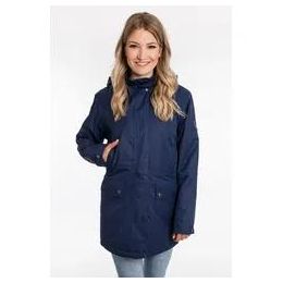 Parka DEPROC ACTIVE "PAISLEY WOMEN NEW", Damen, Gr. 40/42 (M), blau (navy), 100% Polyester, tailliert, gerader Abschluss mit Druckkn&ouml;pfen, Jacken Sportbekleidung Parka &Uuml;bergangsjacke, leicht wattierter Parka mit abnehmbarer Kapuze
