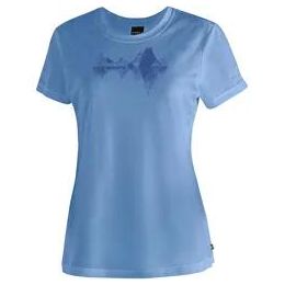 T-Shirt Maier Sports "Tilia Pique W", Damen, Gr. 38, blau (pastellblau), 100% Polyester, Rundhals, Shirts T-Shirt, Damen Kurzarmshirt, leichtes Sommer Funktionsshirt, Rundhals, Reg Fit