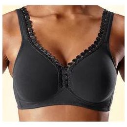 Soft-BH Petite Fleur, Damen, Gr. 95, Cup B, schwarz, Trikot, Obermaterial: 80% Baumwolle, 15% Viskose, 5% Elasthan, BHs Soft-BH, ohne B&uuml;gel, Baumwoll-Qualit&auml;t &ndash; auch f&uuml;r gro&szlig;e Gr&ouml;&szlig;en