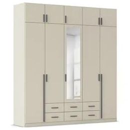 Kleiderschrank Rauch "Schrank Garderobe W&auml;scheschrank GAMMA in 4 Breiten 91-226 cm", beige (champagner), griffstangen graumetallic, B:226cm H:248cm T:54cm, Holzwerkstoff, Schr&auml;nke, Kleiderschrank, mit Schubladen und Schrankaufsatz sowie Spiegel MADE IN GERMANY