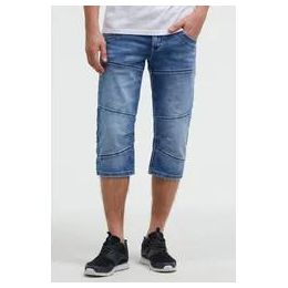 Jeansshorts CAMP DAVID, Herren, Gr. 30, Kurz, blau wei&szlig; jogg, Sweatware, Material: 68% Baumwolle, 16% Polyester, 14% Lyocell, 2% Elasthan, Zusatz: Enth&auml;lt nichttextile Teile tierischen Ursprungs (Badge), unifarben, regular fit, Jeans Jeansshorts, mit Teilungsn&auml;hten