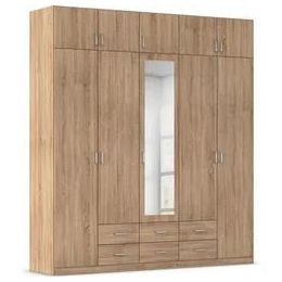 Kleiderschrank Rauch "Schrank Garderobe W&auml;scheschrank GAMMA in 4 Breiten 91-226 cm", eiche sonoma, griffe alu, B:226cm H:248cm T:54cm, Holzwerkstoff, Schr&auml;nke, Kleiderschrank, mit Schubladen und Schrankaufsatz sowie Spiegel MADE IN GERMANY