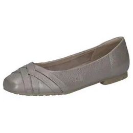 Ballerina Caprice "Caprice Ballerinas Leder", Damen, Gr. 40, stone, Leder, Schuhe Ballerina