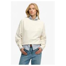 Sweatshirt Superdry "ESSENTIAL LOGO CREW", Damen, Gr. M, desert bone sanftes wei&szlig;, Sweatware, Obermaterial: 100% Baumwolle, unifarben, oversize normal, Rundhals, Rippb&uuml;ndchen, Sweatshirts Sweatshirt