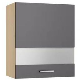 H&auml;ngeschrank KOCHSTATION "KS-Lucy", anthrazit, eiche hell, B:60cm H:70,4cm T:34,6cm, Schr&auml;nke, H&auml;ngeschrank, Breite 60 cm, mit 1 Segmentglast&uuml;r, 2 Einlegeb&ouml;den, Soft-Close