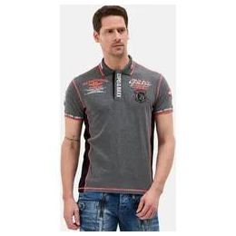Cipo & Baxx Poloshirt CIPO & BAXX, Herren, Gr. 4XL, anthrazit, Jersey, Obermaterial: 95% Baumwolle, 5% Elasthan, kontrastfarbene Details, mehrfarbig, regular fit normal, Rundhals, B&uuml;ndchen kontrastfarben, Shirts