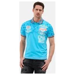 Cipo & Baxx Poloshirt CIPO & BAXX, Herren, Gr. 4XL, turquoise, Jersey, Obermaterial: 95% Baumwolle, 5% Elasthan, bedruckt, unifarben, regular fit normal, Rundhals, Shirts