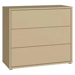 Kommode FORTE "Alice Springs, Kommode, 3 Schubk&auml;sten B/H/T 94,8/83,1/41,5", buttergelb, B:94,8cm H:83,1cm T:41,5cm, Holzwerkstoff, Sideboards, Kommode, Schubk&auml;sten mit Vollauszug, grifflos,Push to open
