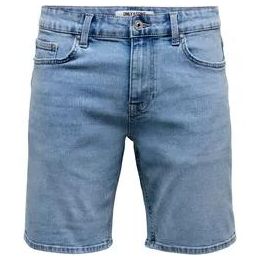 Only & Sons Shorts ONLY & SONS "ONSWEFT BOX PIM DNM SHORTS VD", Herren, Gr. XL, N-Gr, light blau denim, Web, Obermaterial: 50% Baumwolle, 30% Polyester, 18% Viskose, 2% Elasthan, unifarben, regular fit, Hosen Shorts